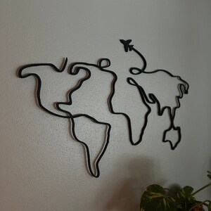 Line Drawing World Map Wall Art | Lasercut Wood Flight Path of the ...
