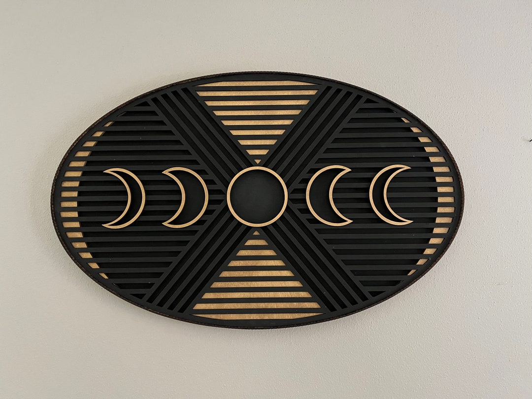 Oval Moon Phase Wall Art | Lunar Cycle | Geometric 3D Layered Lasercut ...