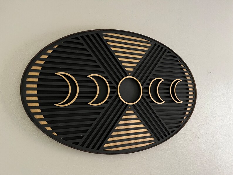 Oval Moon Phase Wall Art | Lunar Cycle | Geometric 3D Layered Lasercut ...