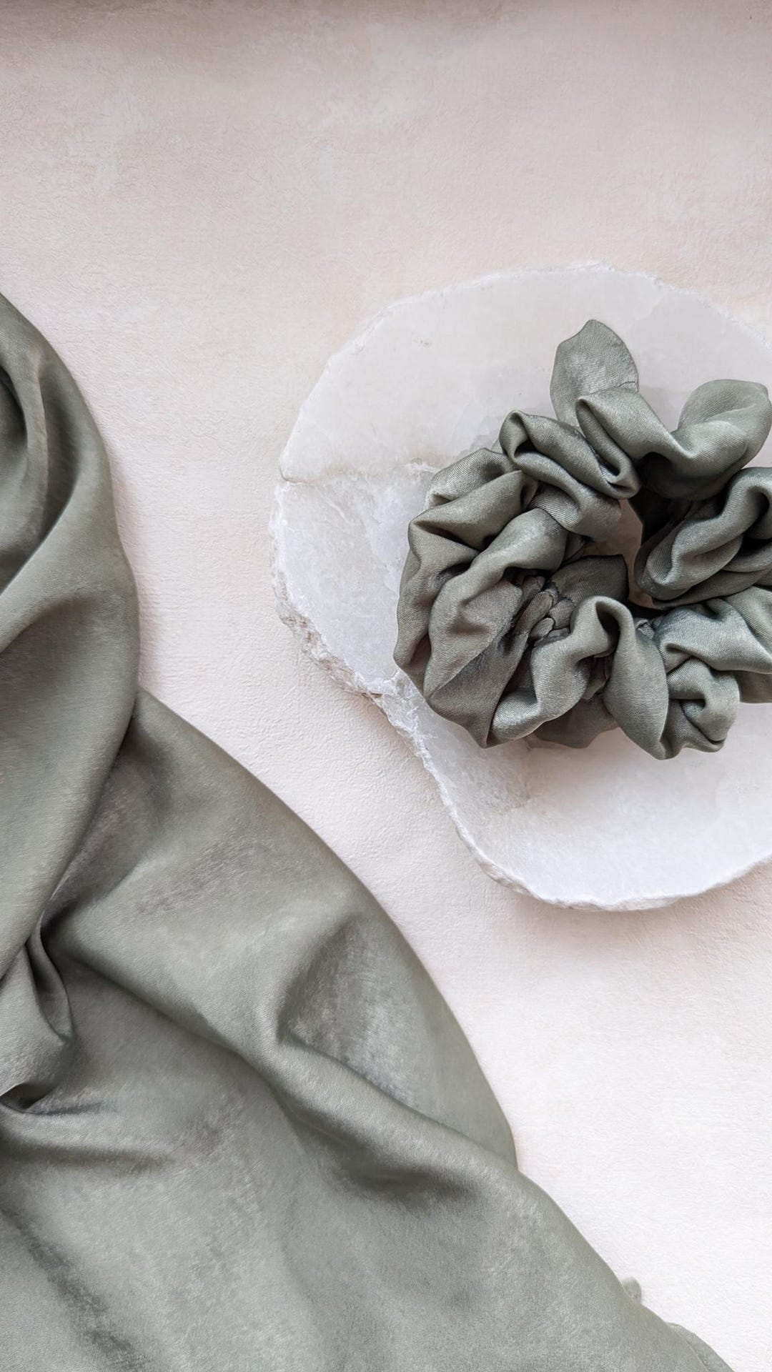 Olive Green Silky Ruffle Hair Scrunchie - Etsy