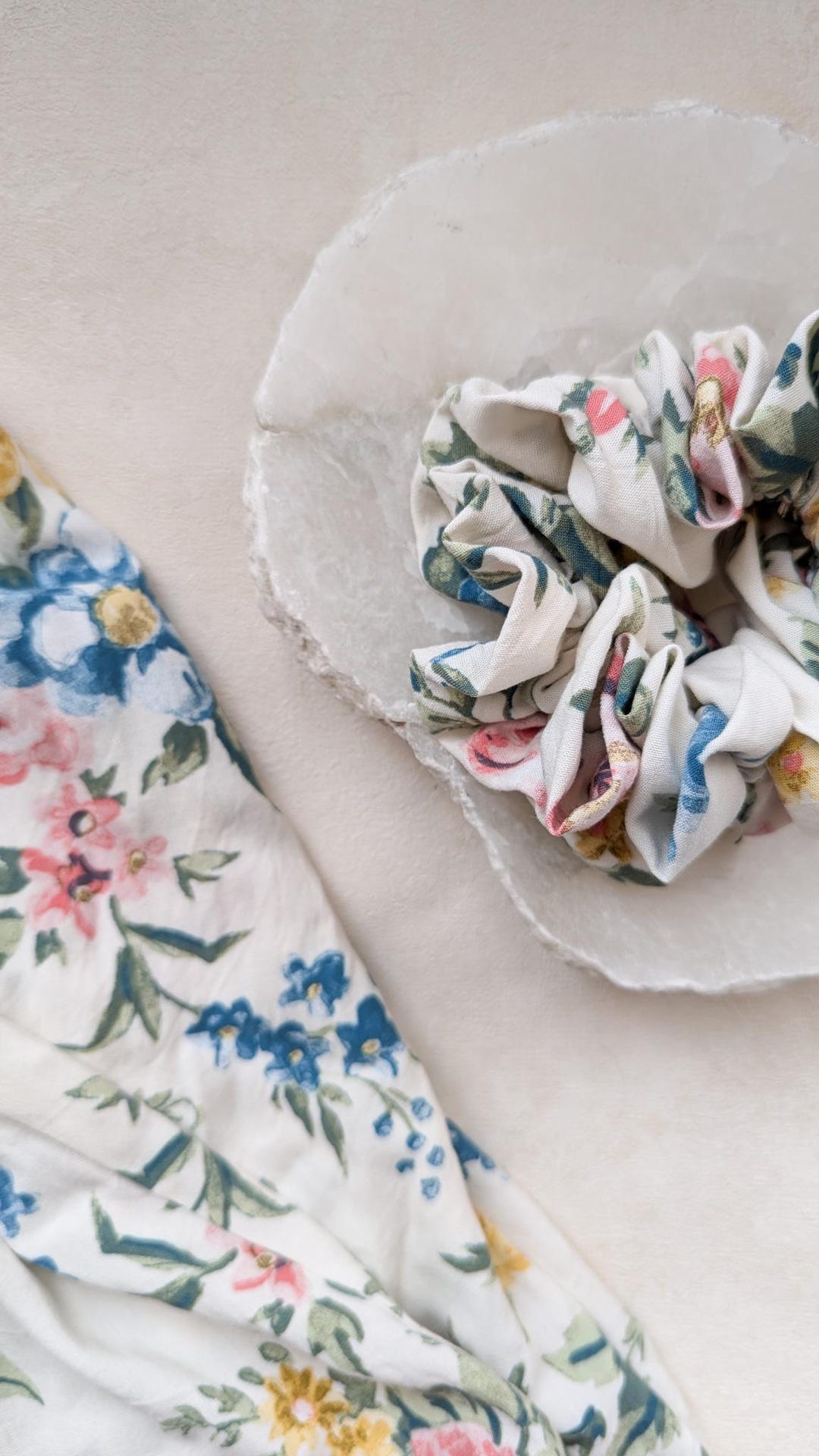 Vintage Floral Cotton Ruffle Hair Scrunchie Made From Recycled Clothes ...