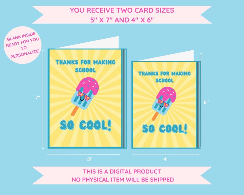 PRINTABLE Teacher Thank You Card | Digital Download | Teacher ...