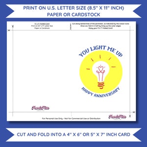 PRINTABLE You Light Me up Anniversary Card, Digital Download, Printable ...