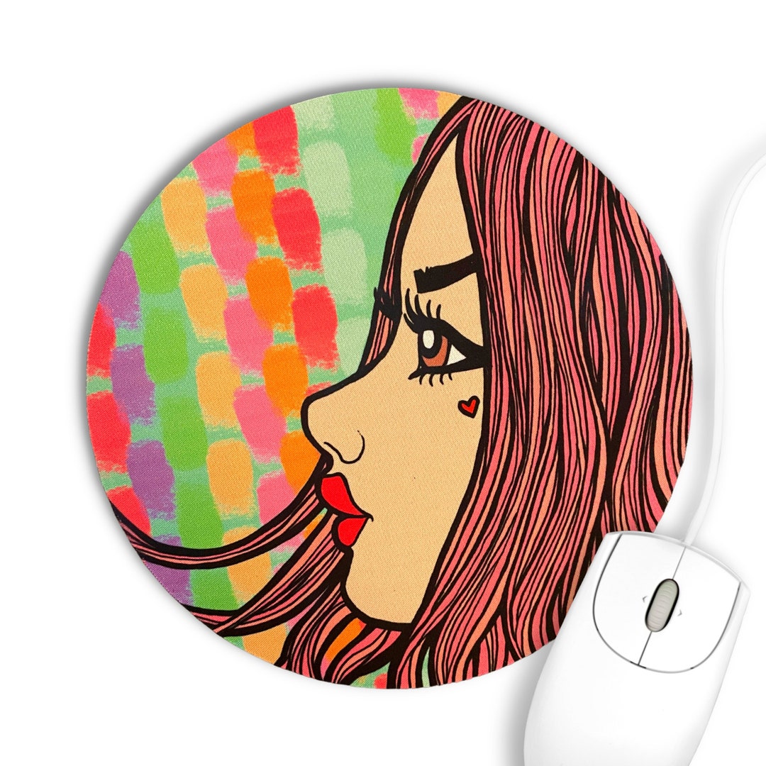 Girly Mouse Mat Pink Hair Rainbow Sky Mousepad Desk Protector Mat Gift ...