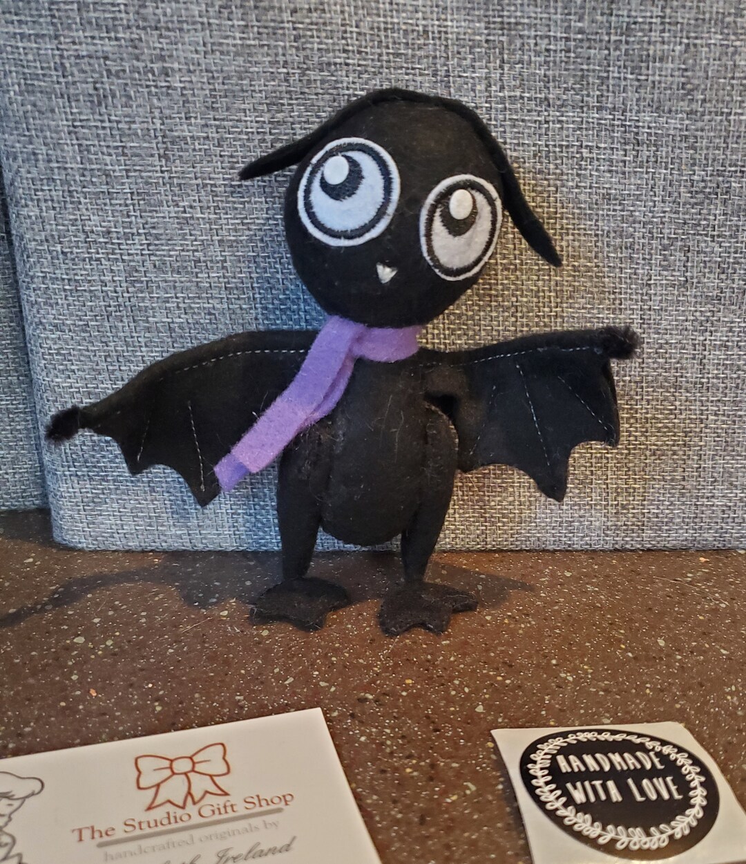 MINIATURE Scaredy Bat Doll 4.5 10cm Merino-wool Posable Art Doll of ...