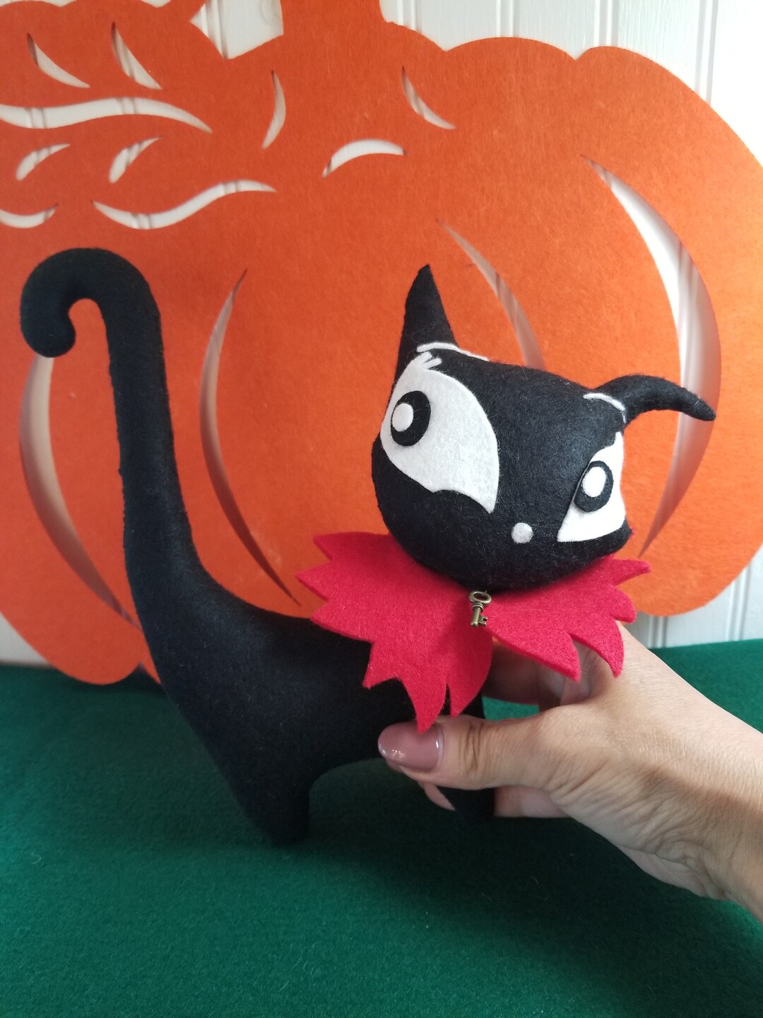 Large 9-inch "doom Kitty" Merino Wool Felt Doll Black Cat Gloomsville ...