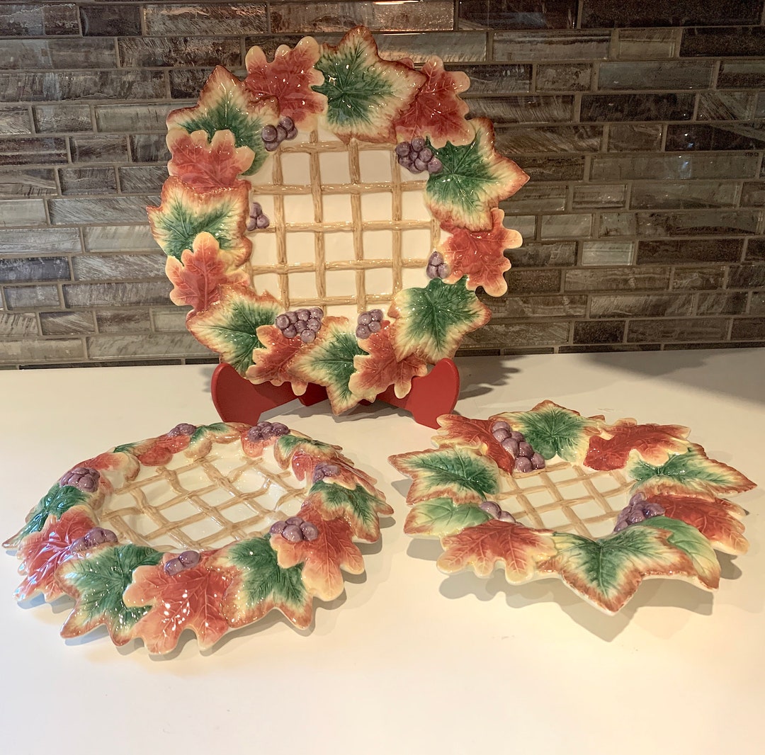 Three Fitz and Floyd Designer Plates, Classic Autumn Splendor, Wall ...