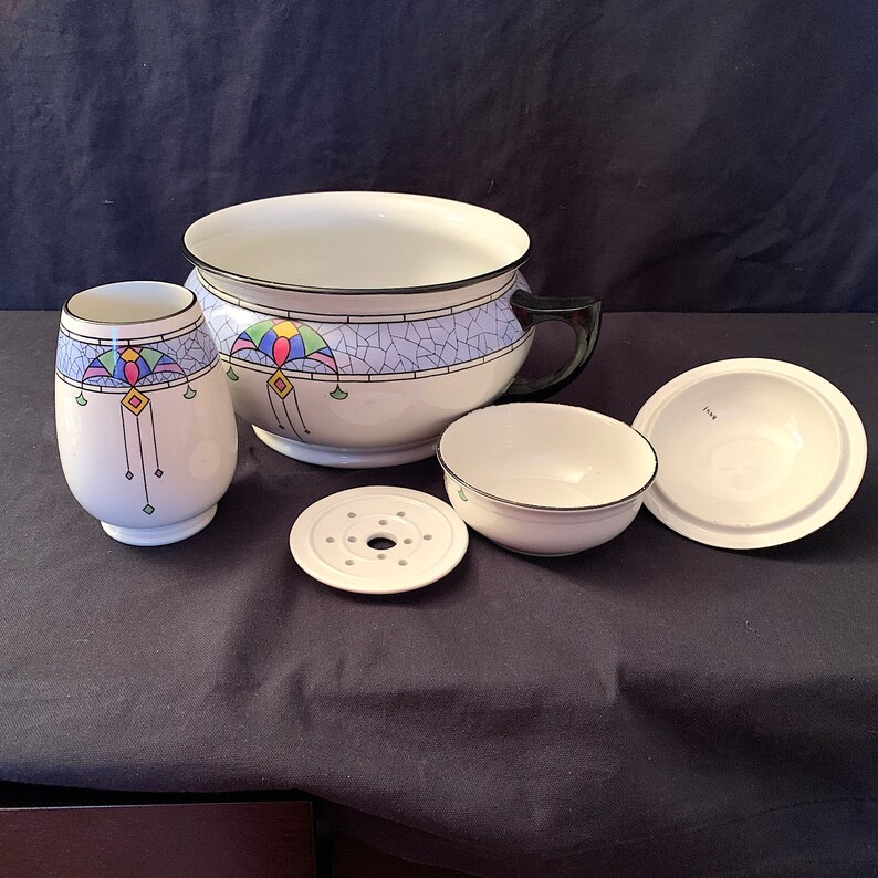 Shelley Art Deco Wash Basin and Pitcher, Antique Toilet Set, Ceramic ...