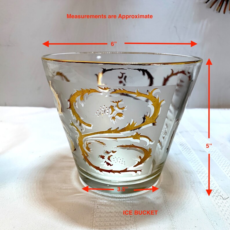 Six Frosted and Gold Scroll Design Vintage Whiskey Glasses With ...