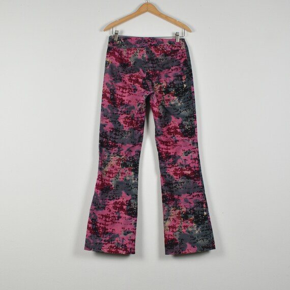 Y2K 90s Magenta and Black Flare Ivy Jane Printed Pants - Gem