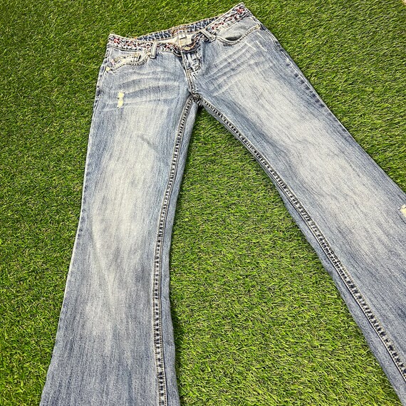 2000s Low Rise Flare Embellished Jeans - Gem