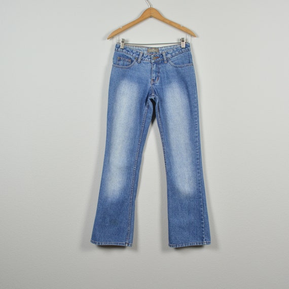 2000s Light Medium Wash Low Rise Flare Denim Jeans - Gem