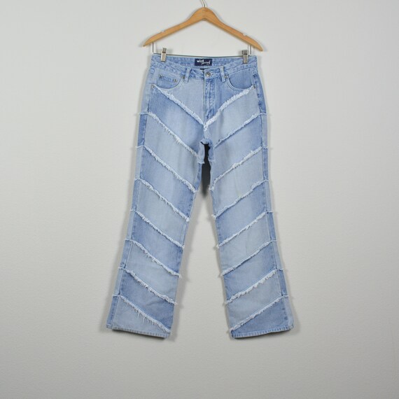 Y2K Patchwork Denim Flare Jeans - Gem
