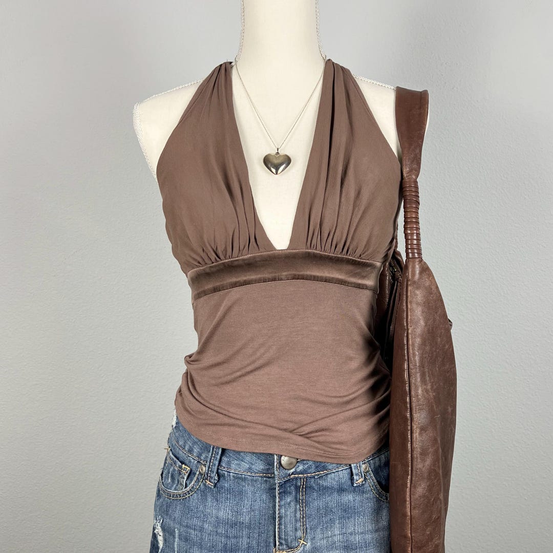 Bebe Taupe Halter Style 2000s Top - Etsy