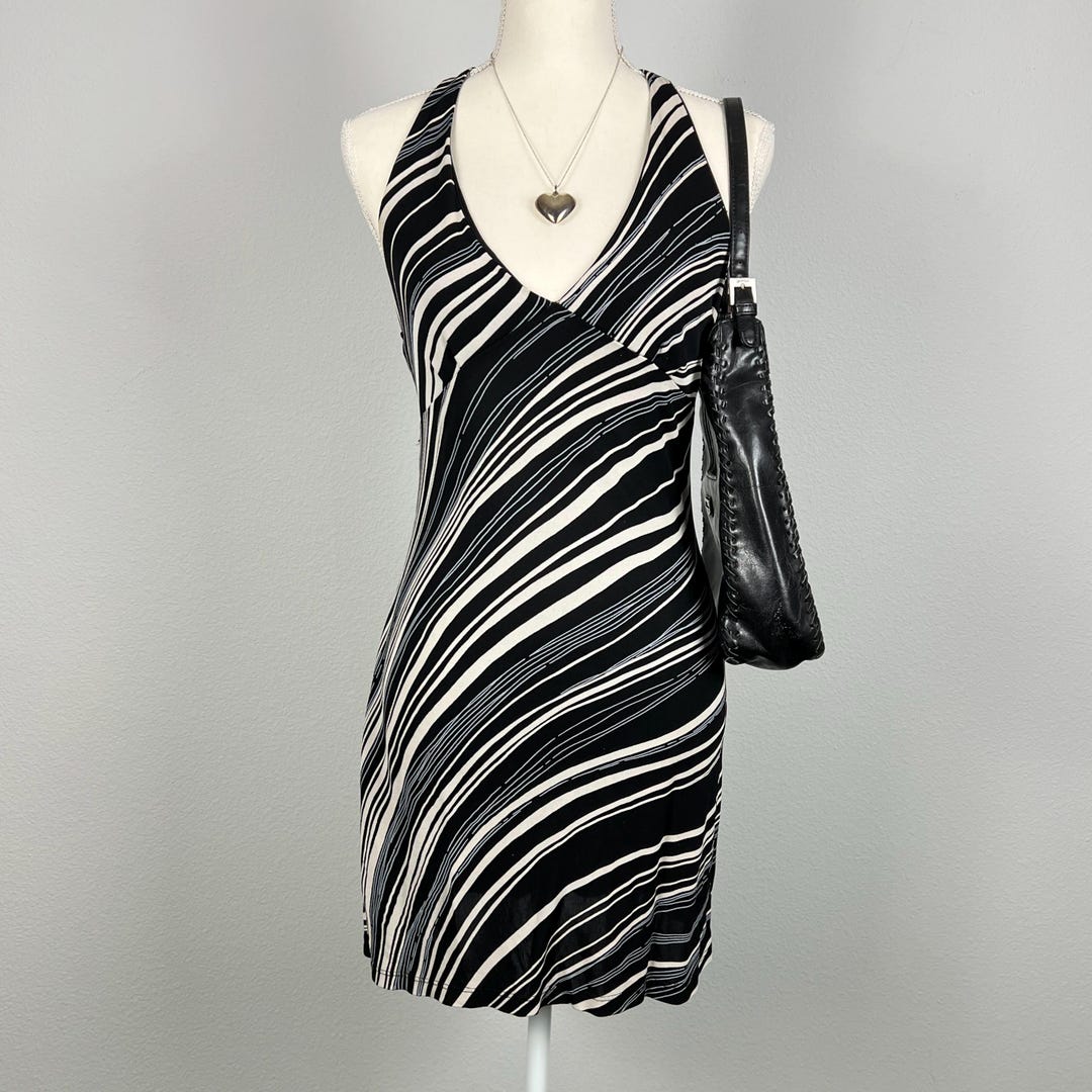 Bebe 2000s Striped Halter Mini Dress - Etsy