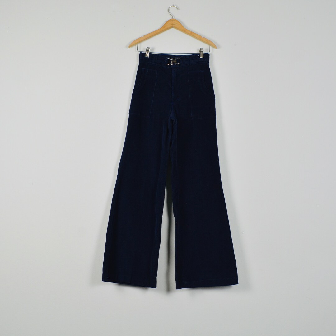 Vintage 1970s Navy Blue Bell Bottom Corduroy Flares - Etsy
