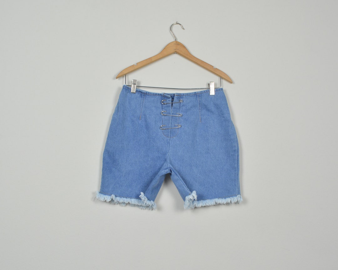 Vintage Denim Safety Pin Cutoff Shorts - Etsy