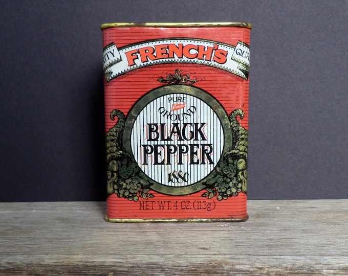 Vintage French's Black Pepper Tin - Orange Black and Gold With Fall ...