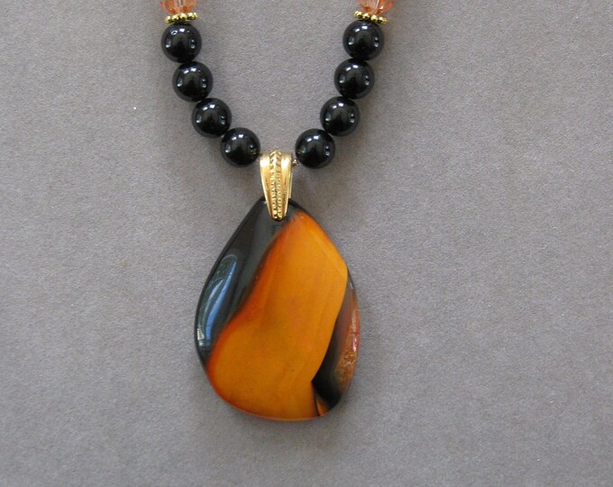 Lovely Fire Agate Pendant Necklace With Agate Beads - Etsy