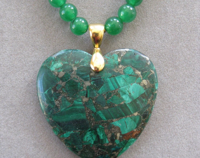 Pretty Small Green Heart Malachite Pendant Necklace With Malachite ...