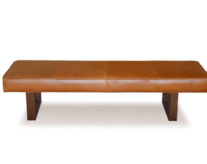 Light Brown Genuine Leather Upholstered Bench, Ottoman, Coffee Table - Etsy