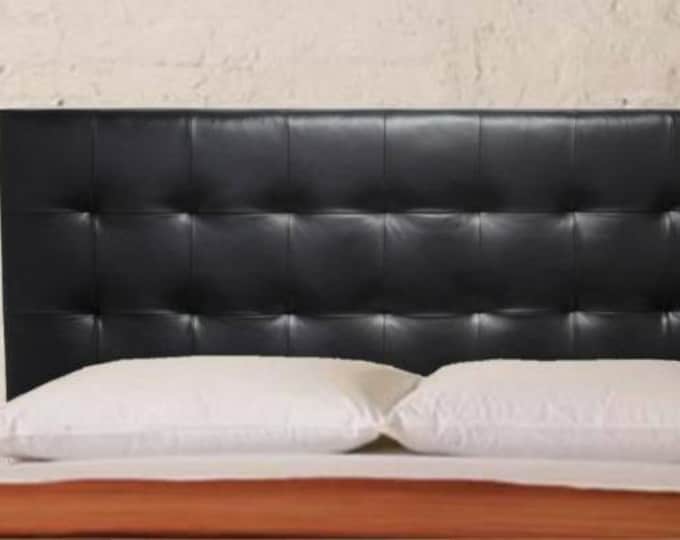 Wall Mounted King Size Headboard, Upholstered in Black Genuine Leather ...