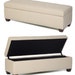 Queen Size Genuine Leather Storage Bench in Bone Color, Tufted Ottoman ...