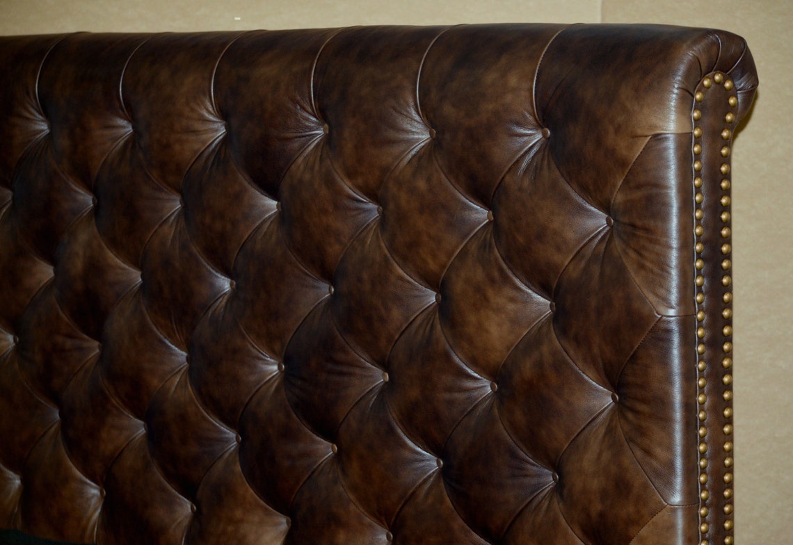 King Size Chesterfield Headboard Deep Button Tufting And Nail Etsy