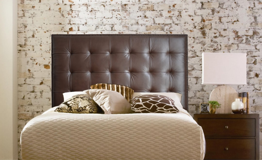 Wall Mounted King Size Extra-tall Headboard, Upholstered in Chocolate ...