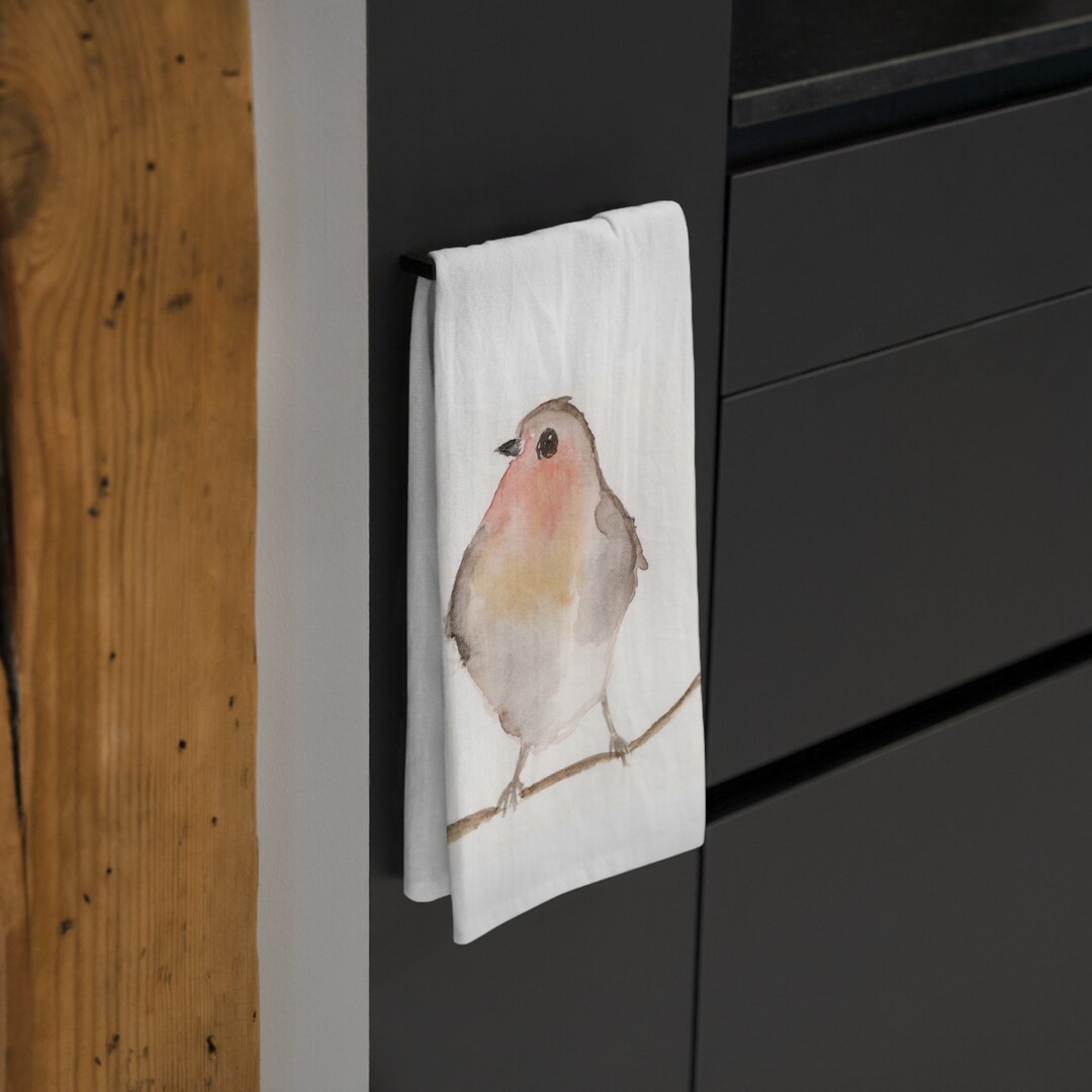 Watercolor Rustic Robin Tea Towel - Etsy