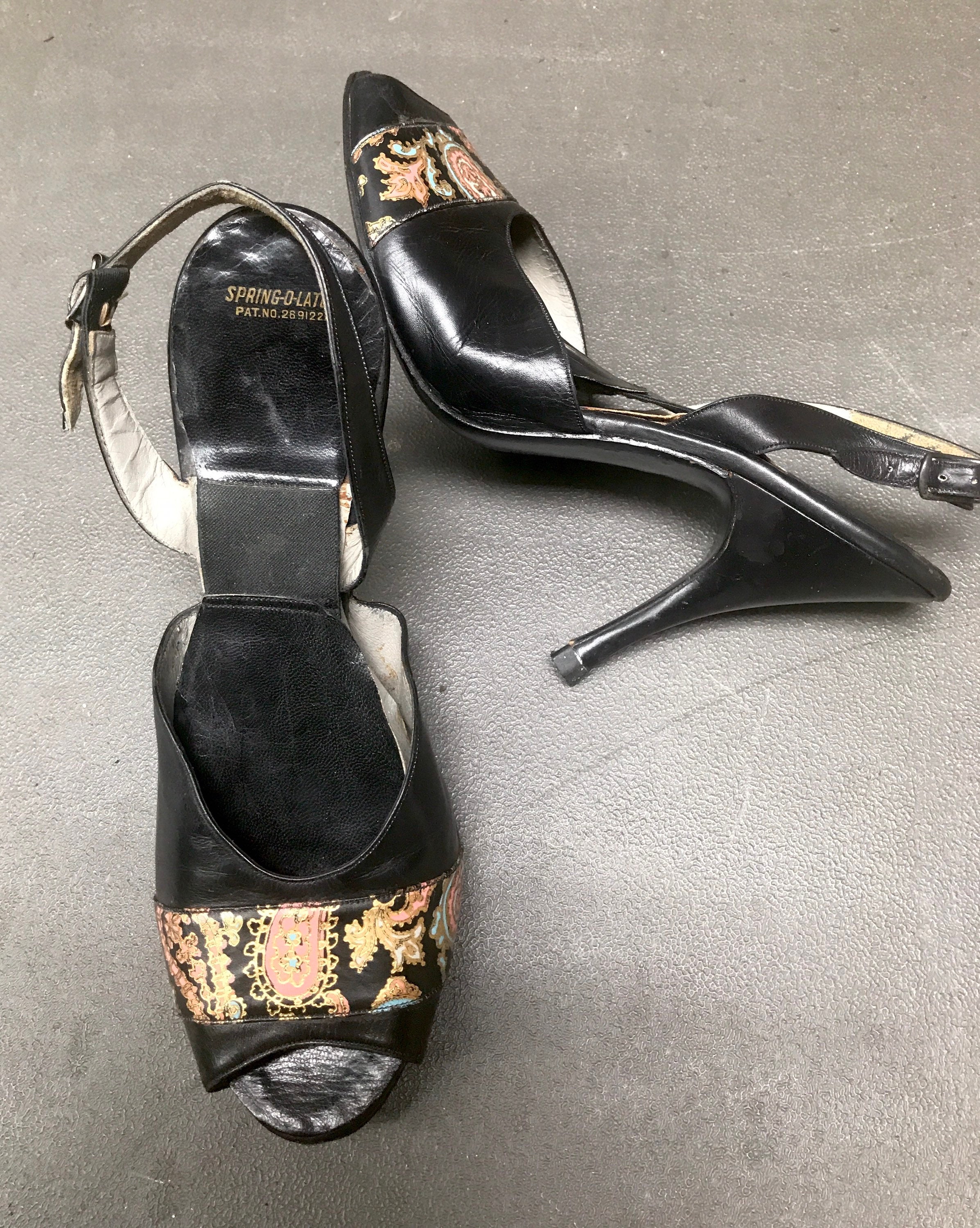 Rare 50s VTG Springolator W/ Blackstrap Black Leather Hand Painted Gold ...