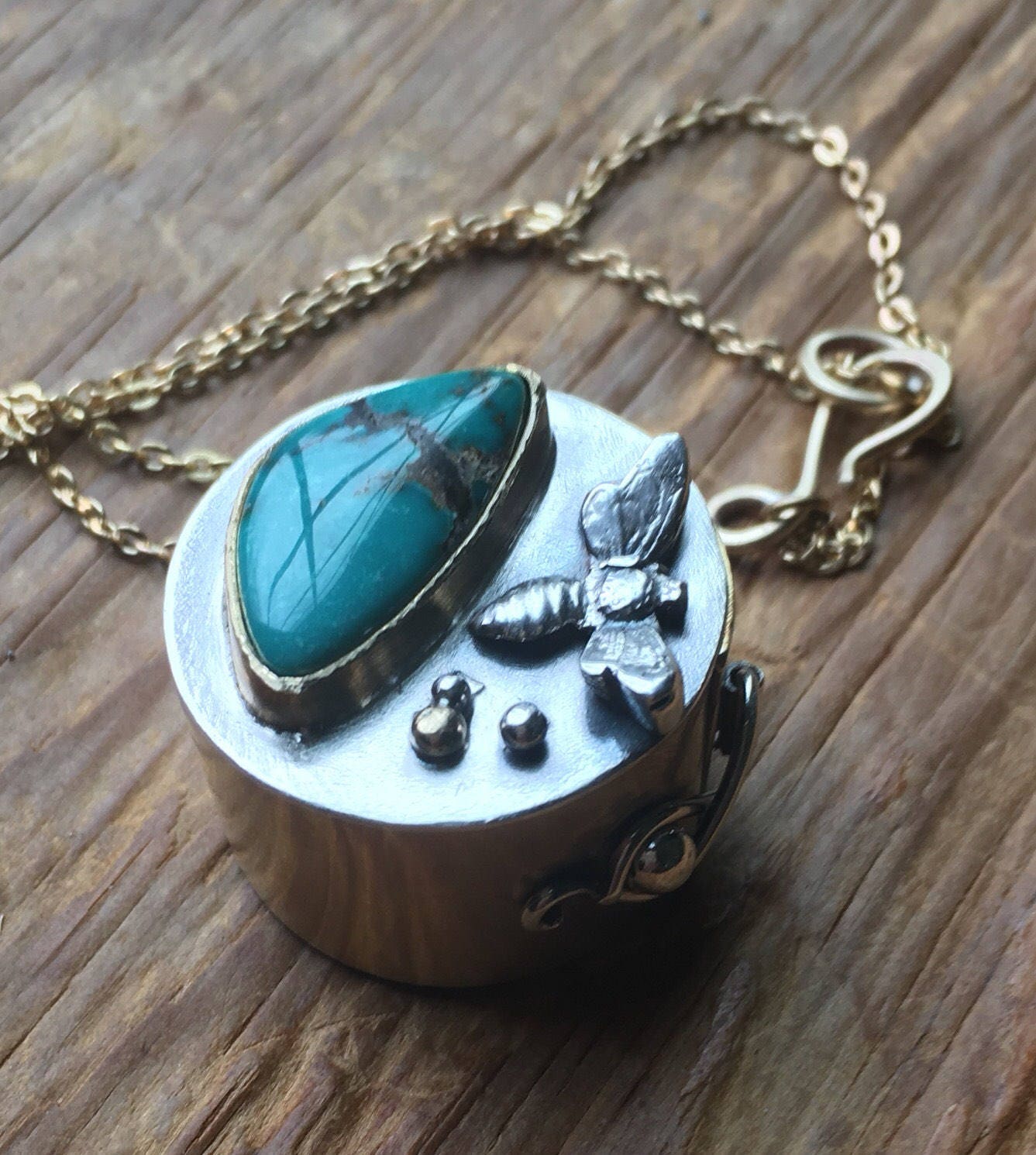 Gold Brass Sterling and Fine Silver Mixed metals Drum Locket | Etsy