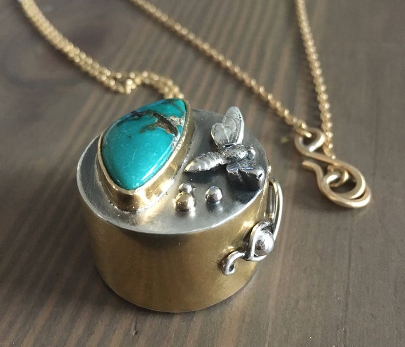 Gold Brass Sterling and Fine Silver Mixed Metals Drum Locket - Etsy