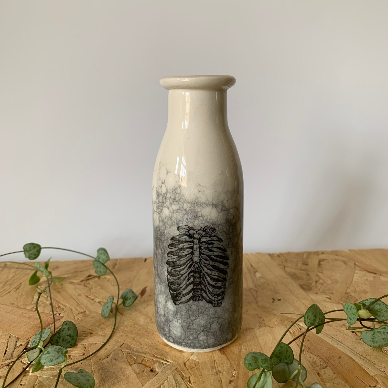 Rib cage ceramic bottle rib cage home decor vase | Etsy