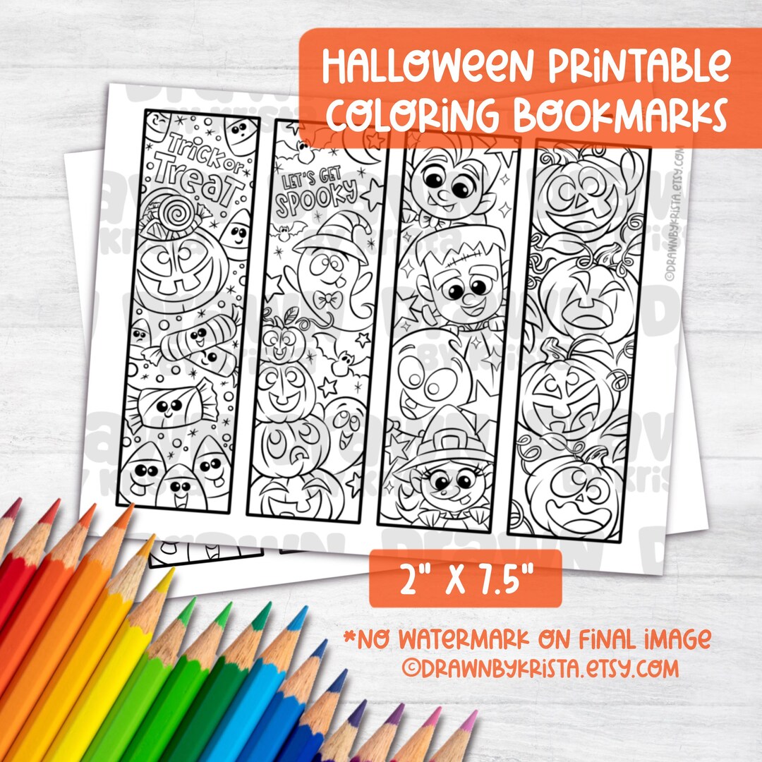 Halloween Printable Coloring Bookmarks Halloween Tag Gift Classroom No ...
