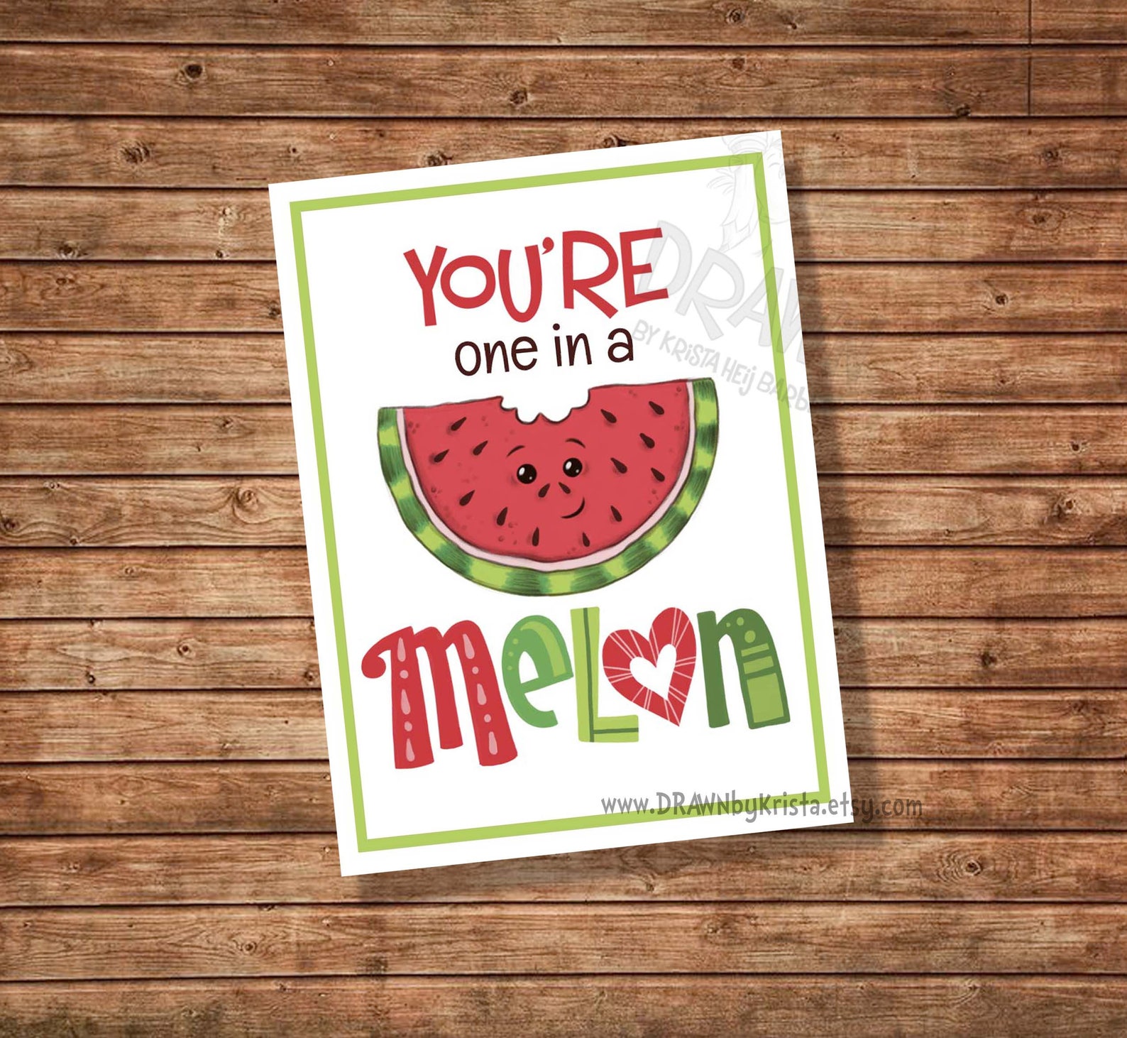 You're ONE in a MELON Valentine Teacher Gift Tag - Etsy