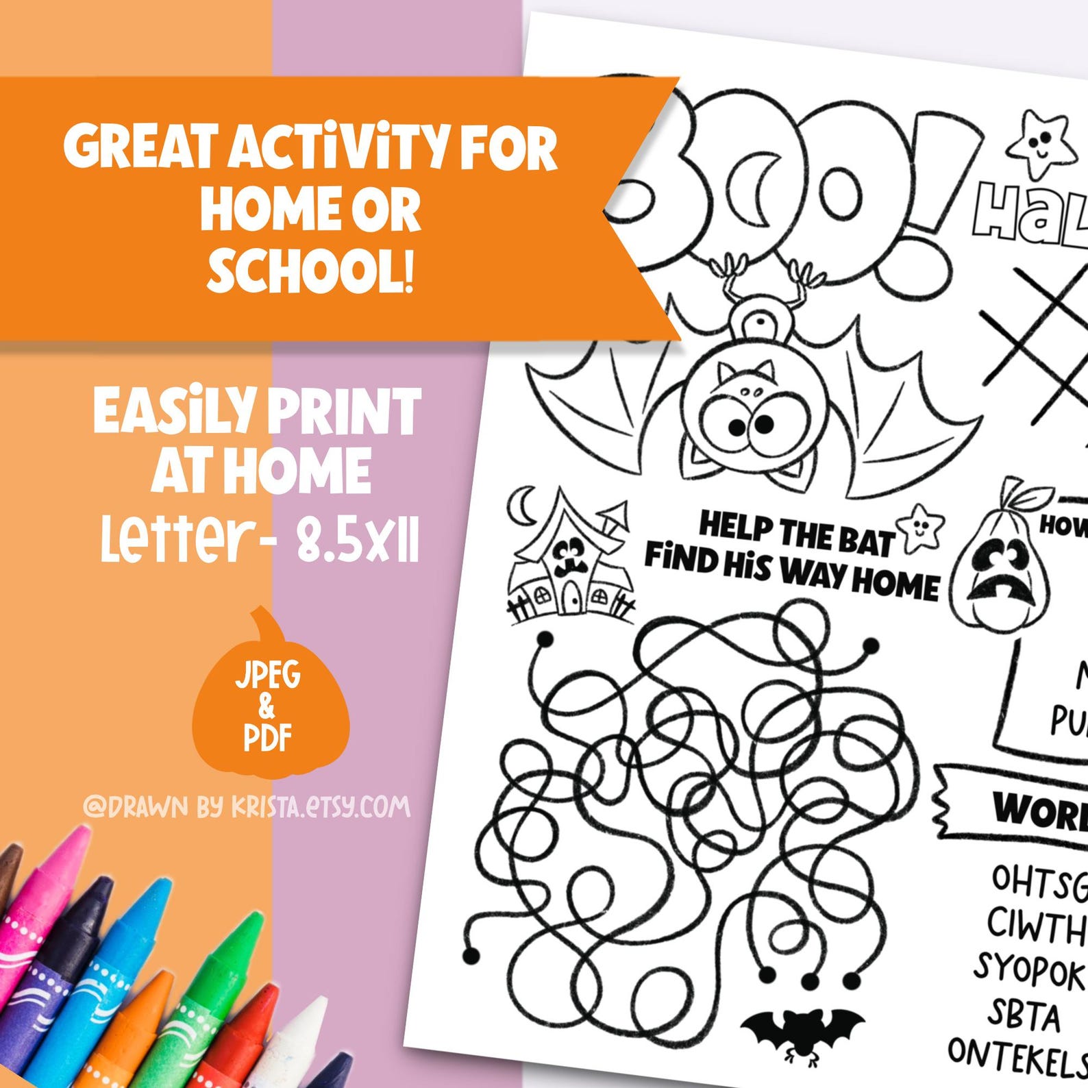 Halloween Coloring Activity Sheet Kids Craft Coloring Card Halloween ...
