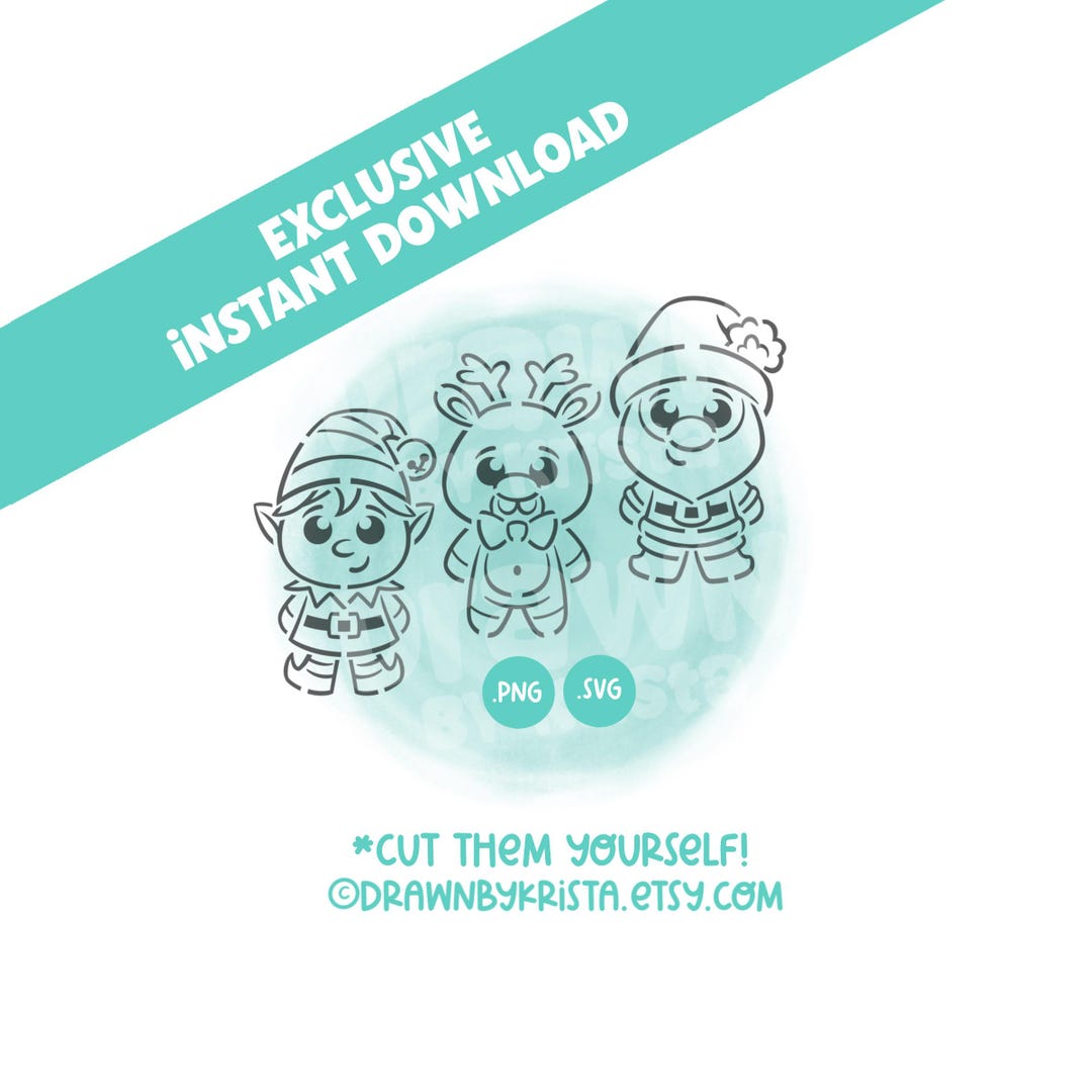 Santa Rudolph Elf Christmas Printable PYO Cookie Stencil Treat Holiday ...