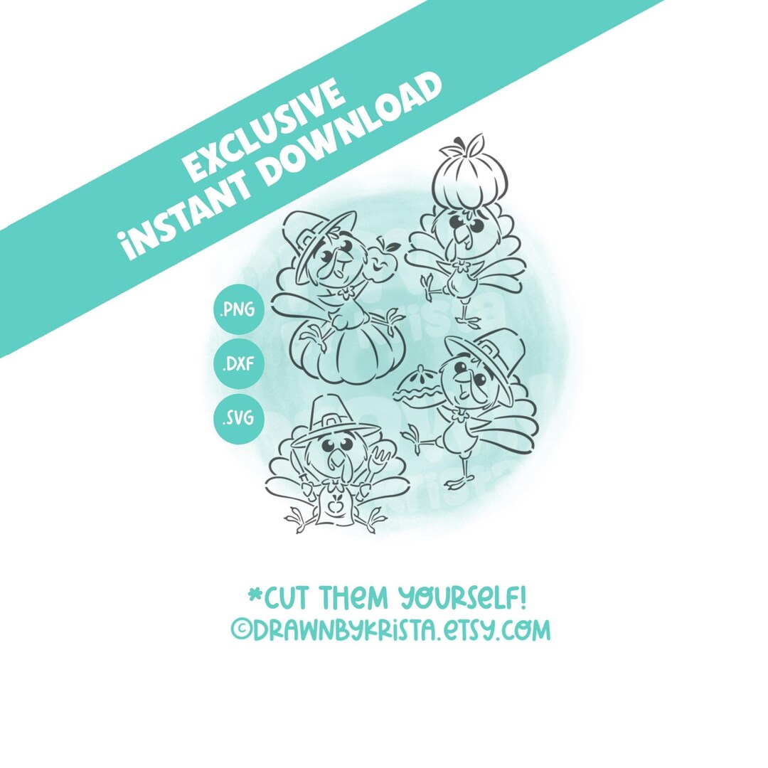 PYO Cookie Stencil Thanksgiving Turkey Set of PYO Stencil Files Turkey ...