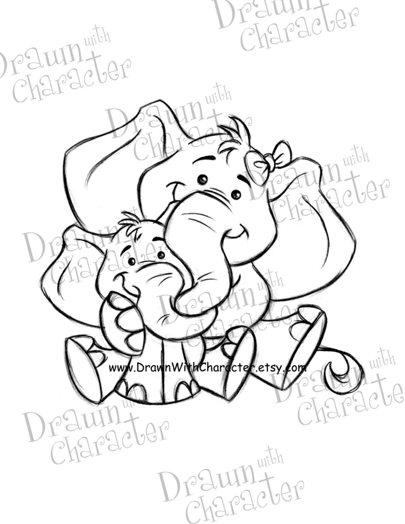 Mommy Holding Baby Elephant Mother's Day Digital Stamp/ - Etsy
