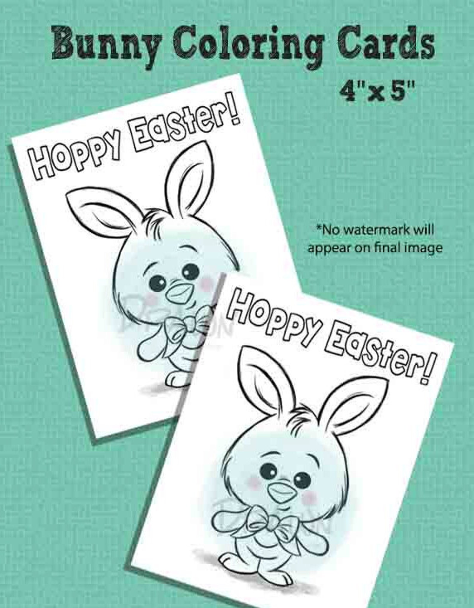 Printable Easter Bunny Coloring Card hoppy Easterpr62-color-card4 - Etsy