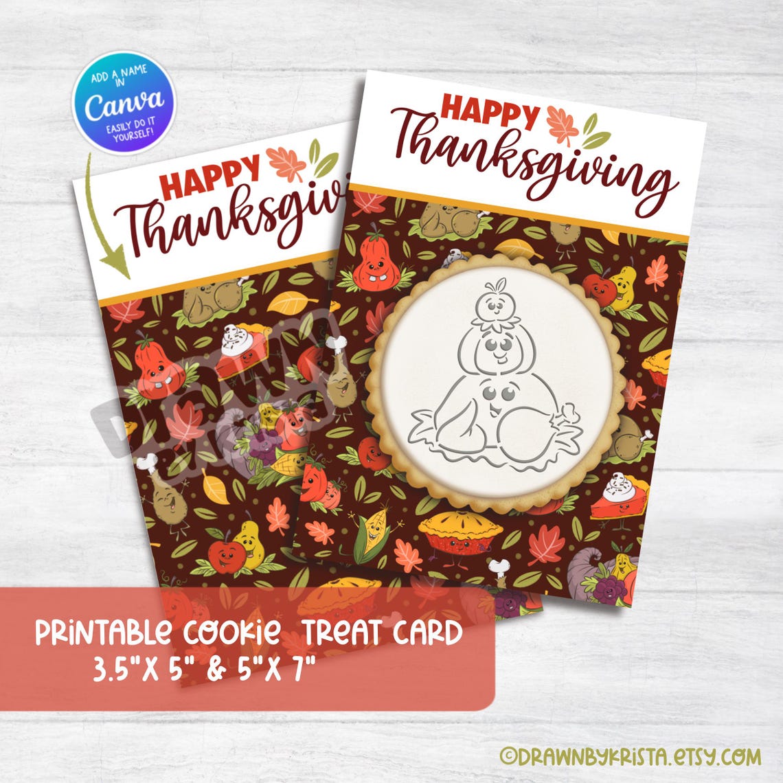 Thanksgiving Printable Cookie Backer Cards Fall Thanksgiving Backer ...