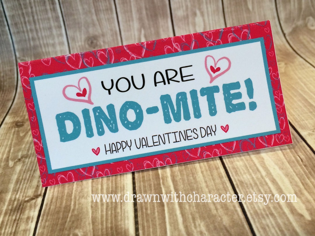 Valentine Printable Bag Topper "you Are Dino-mite!" Valentine, Teacher ...