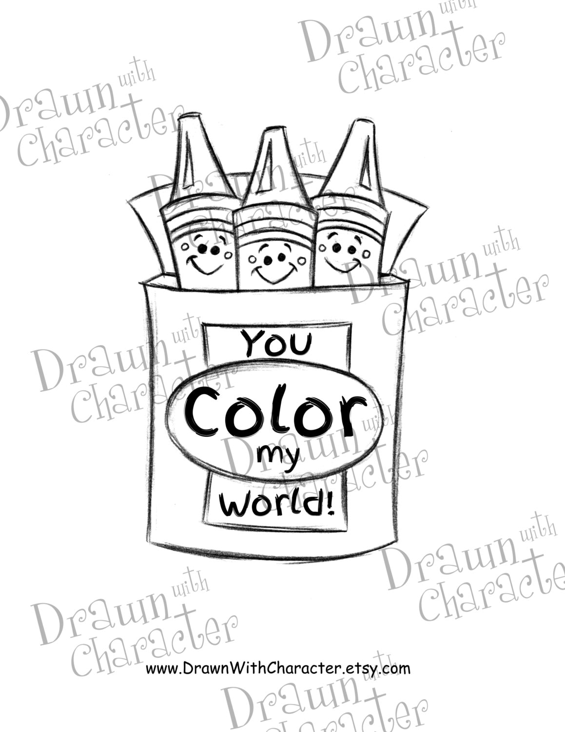 Crayons You Color My World Digital Stamp/ | Etsy