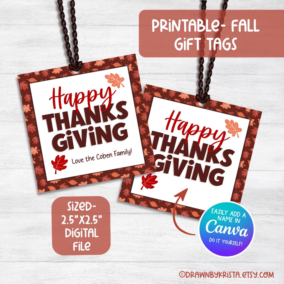 Printable Thanksgiving Gift Tag Cookie Autumn Sweet Treat Gift Tag ...