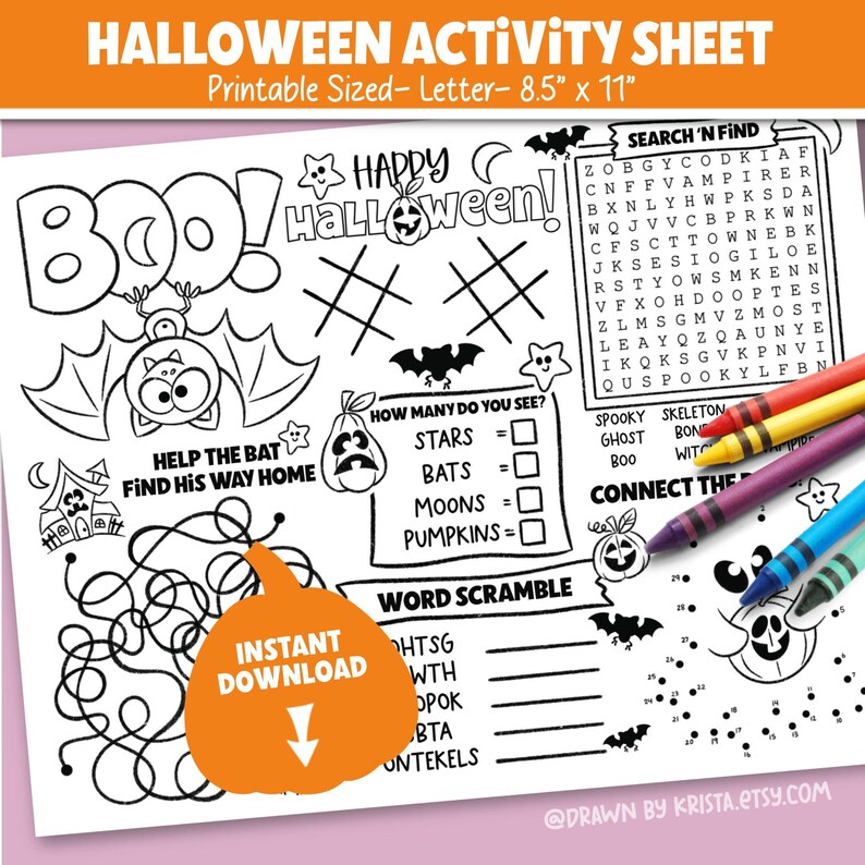 Halloween Coloring Activity Sheet Kids Craft Coloring Card Halloween ...