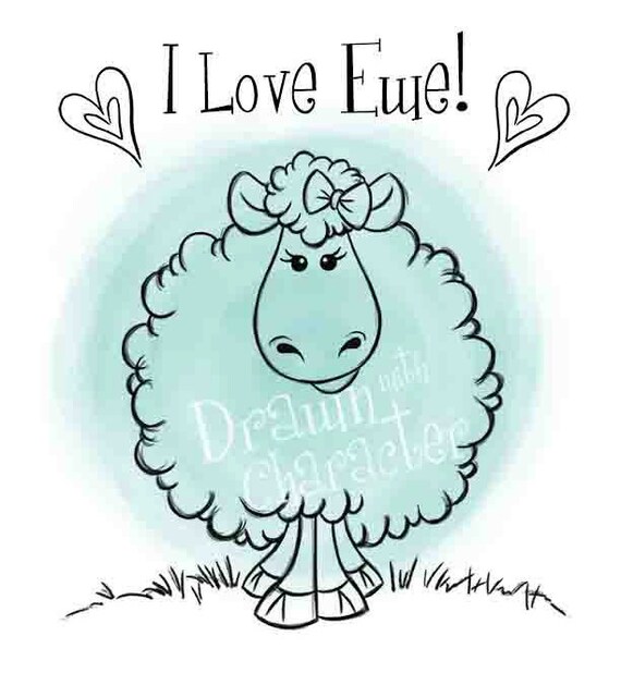 I Love Ewe Sheep Simple Design With Sentiment Cookie Image | Etsy