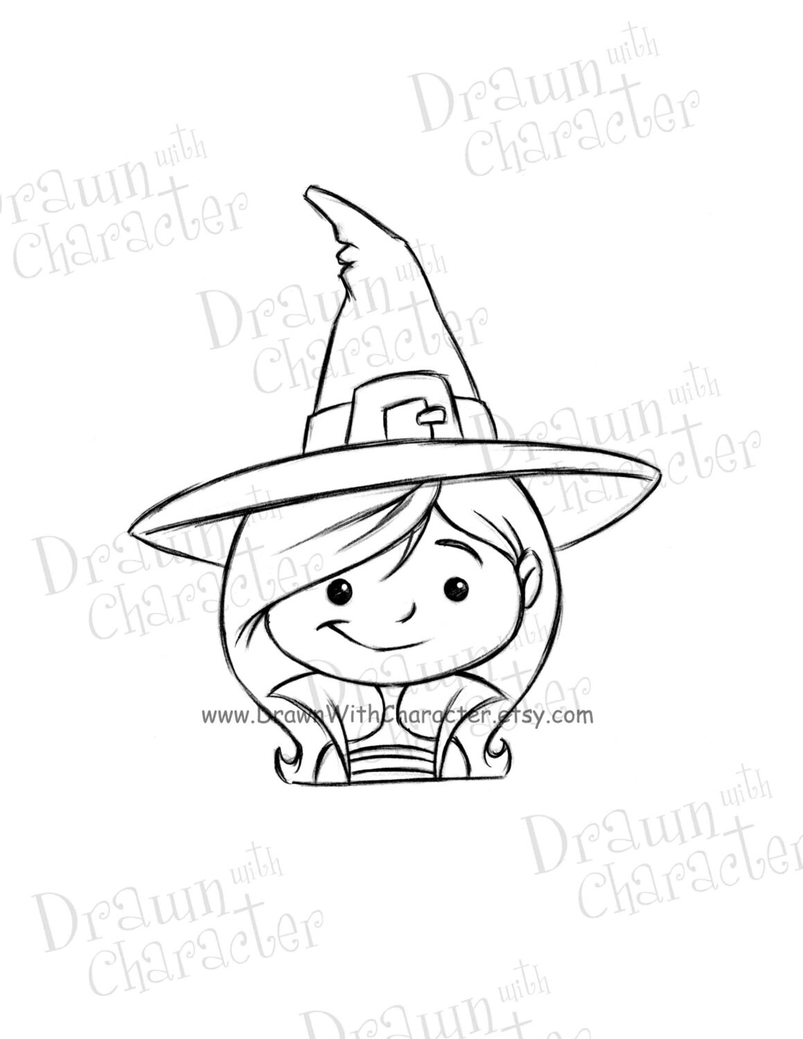 Cute Witch Digital Stamp/ KopyKake Image F7-CWITCH | Etsy