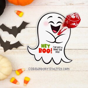 Cute Ghost Treat Holder Printable Halloween Gift Tag Card Halloween ...