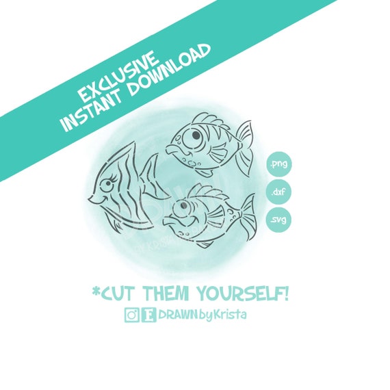 Fish Stencil Angel Fish Stencil Set PYO Digital File 3 - Etsy
